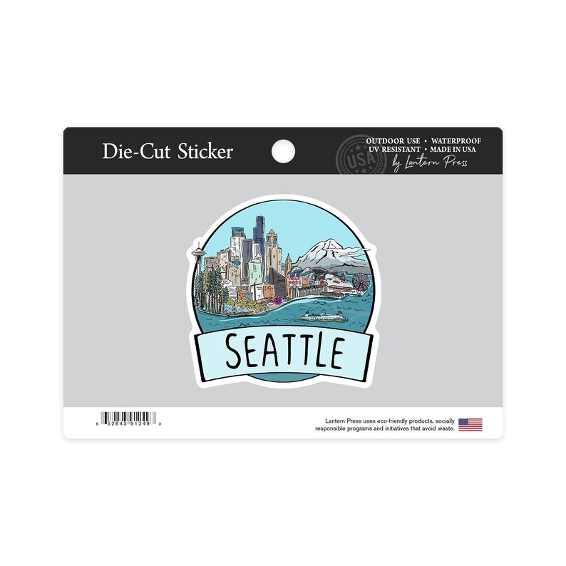 Sticker Seattle Washington Cityscape Line Drawing | Etsy