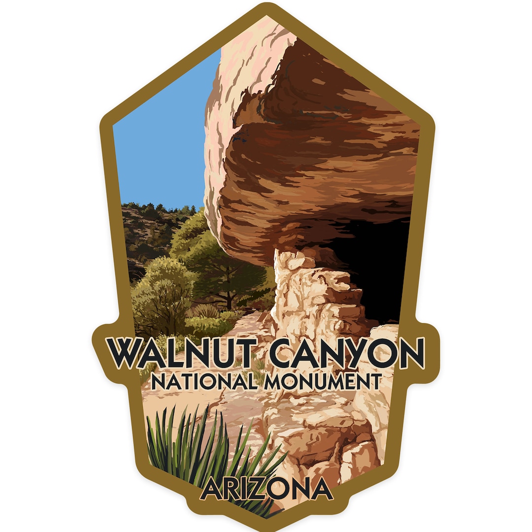 Sticker, Walnut Canyon National Monument, Arizona, Contour, Lantern ...