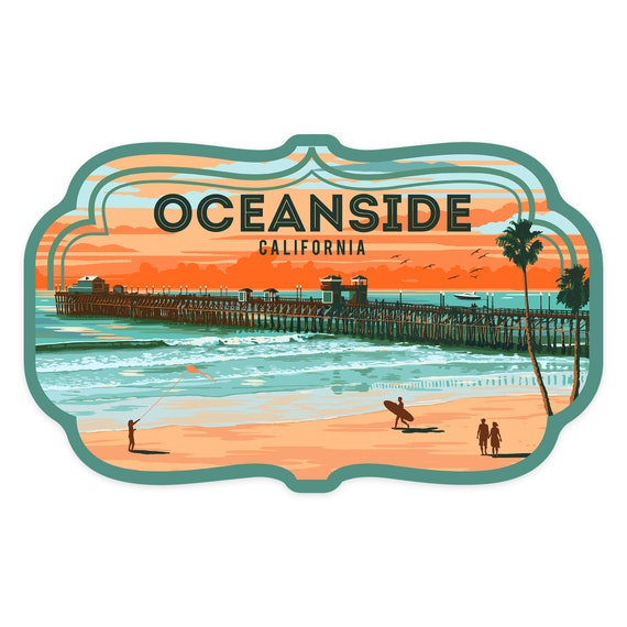 Sticker Oceanside California Pier Painterly Contour - Etsy
