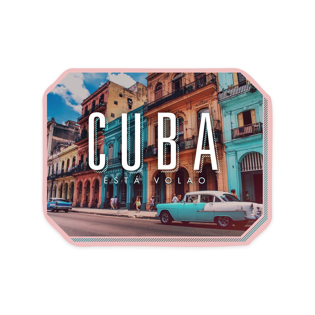 Sticker Havana Cuba Vintage Car and Buildings Contour - Etsy