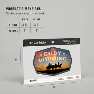 Sticker, Cody, Wyoming, Cowboys at Sunset, Contour, Lantern Press ...