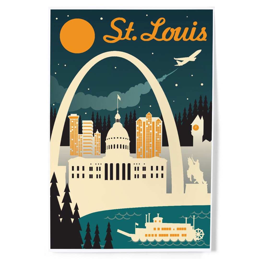 Prints, St. Louis, Missouri, Retro Skyline, Posters, Hang Ready - Etsy ...