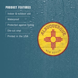 Sticker, Albuquerque, New Mexico, State Flag, Rustic Painting, Contour ...