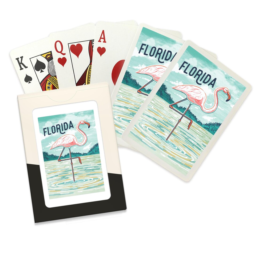 Playing Cards, Florida, Graphic Pastel, Flamingo, 52 Card Deck With ...