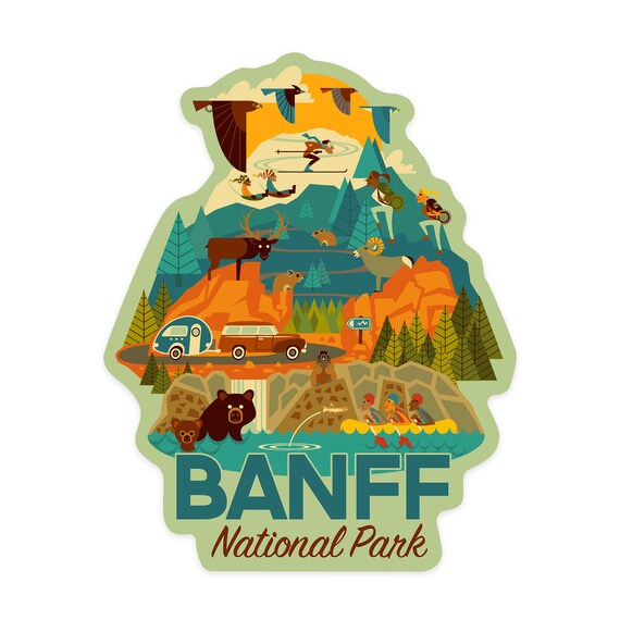 Sticker Banff National Park Geometric Contour Vinyl Decal - Etsy