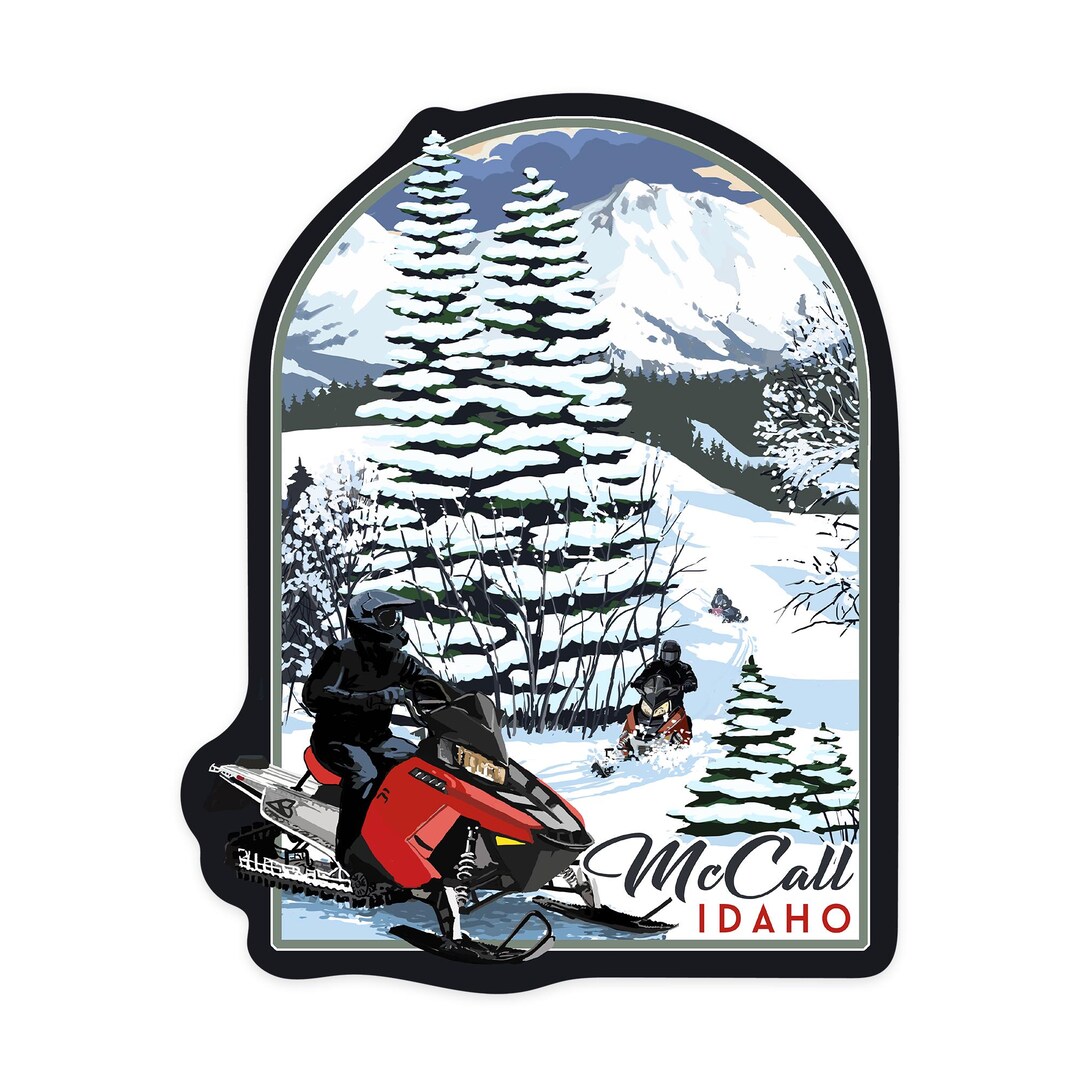 Sticker, Mccall, Idaho, Snowmobile Scene, , Vinyl Die Cut, Waterproof ...