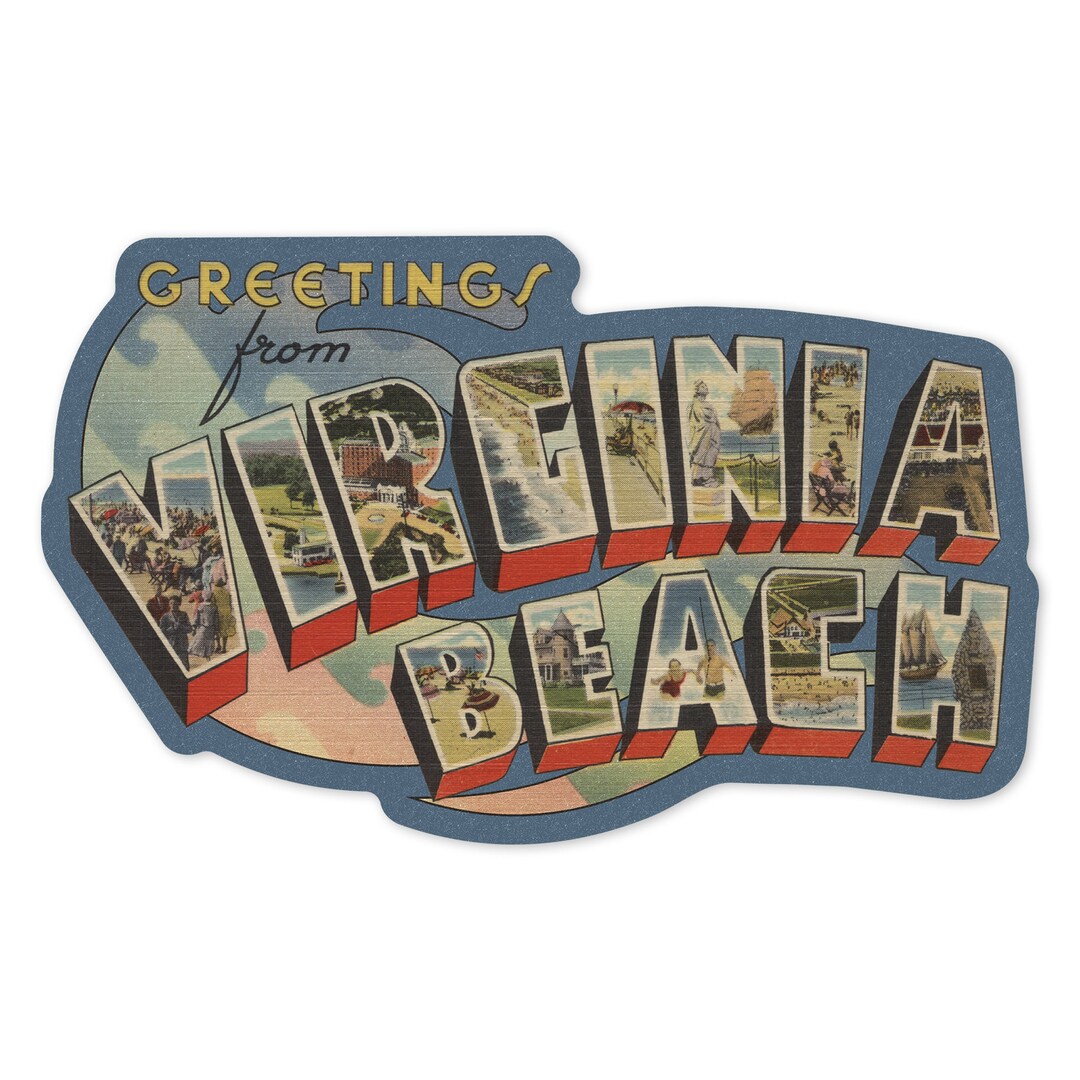 Sticker, Virginia Beach, Virginia, Big Letter Scene, Halftone, Contour ...
