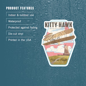 Sticker, Kitty Hawk, North Carolina, First in Flight, Contour, Lantern ...