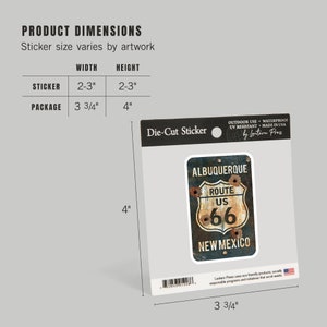 Sticker, Albuquerque, New Mexico, Route 66 Sign, Contour , Vinyl Die ...