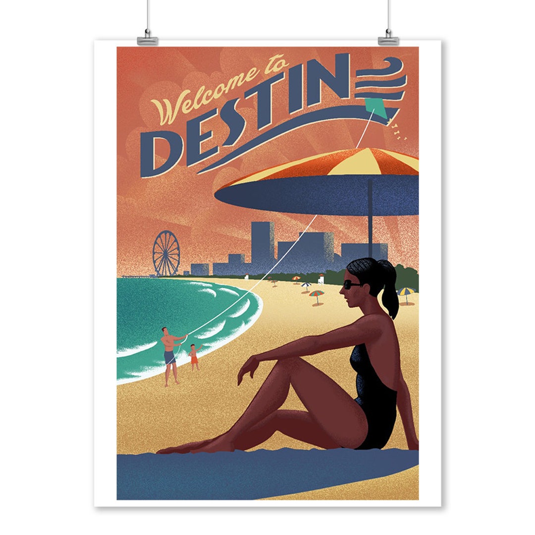 Prints Signs Destin Florida Beach Scene Litho Unique - Etsy