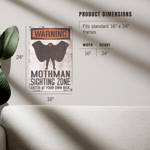 Prints, Signs, Mothman, Cryptid, Mothman Sighting Zone, Enter at Your ...