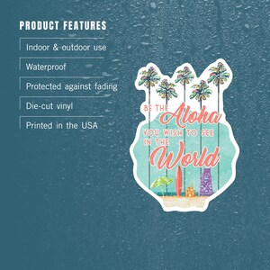 Sticker, Be the Aloha, Tall Palms Beach Scene, Contour , Vinyl Die Cut ...