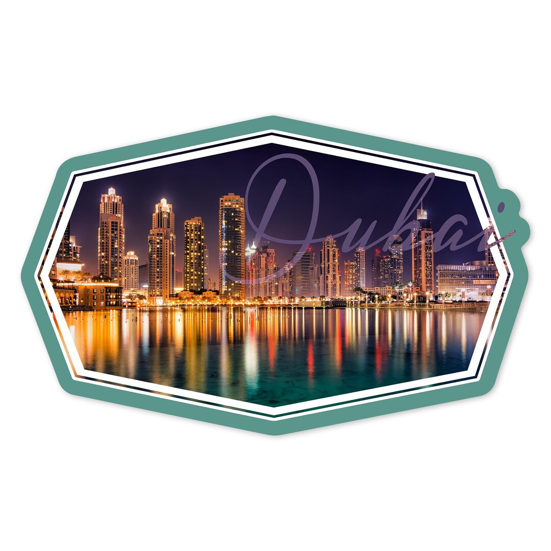 Sticker, Dubai, United Arab Emirates, City Skyline at Night, , Vinyl ...