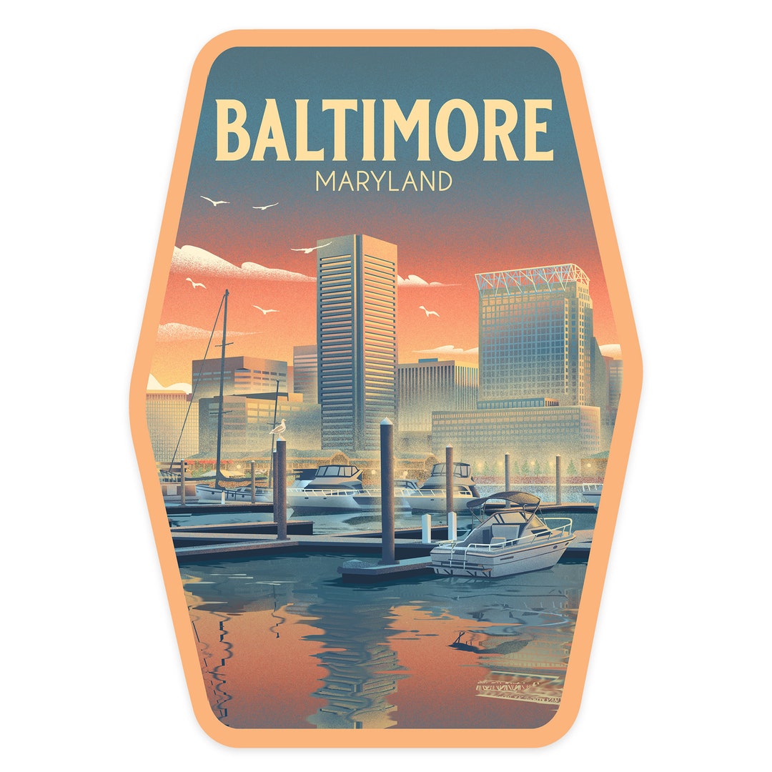 Sticker, Baltimore, Maryland, City Litho, Contour , Vinyl Die Cut ...
