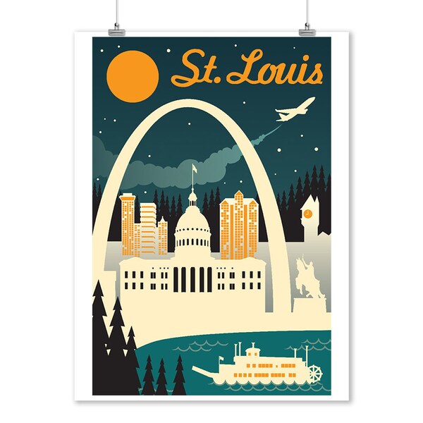 St Louis Retro Art Poster - Etsy
