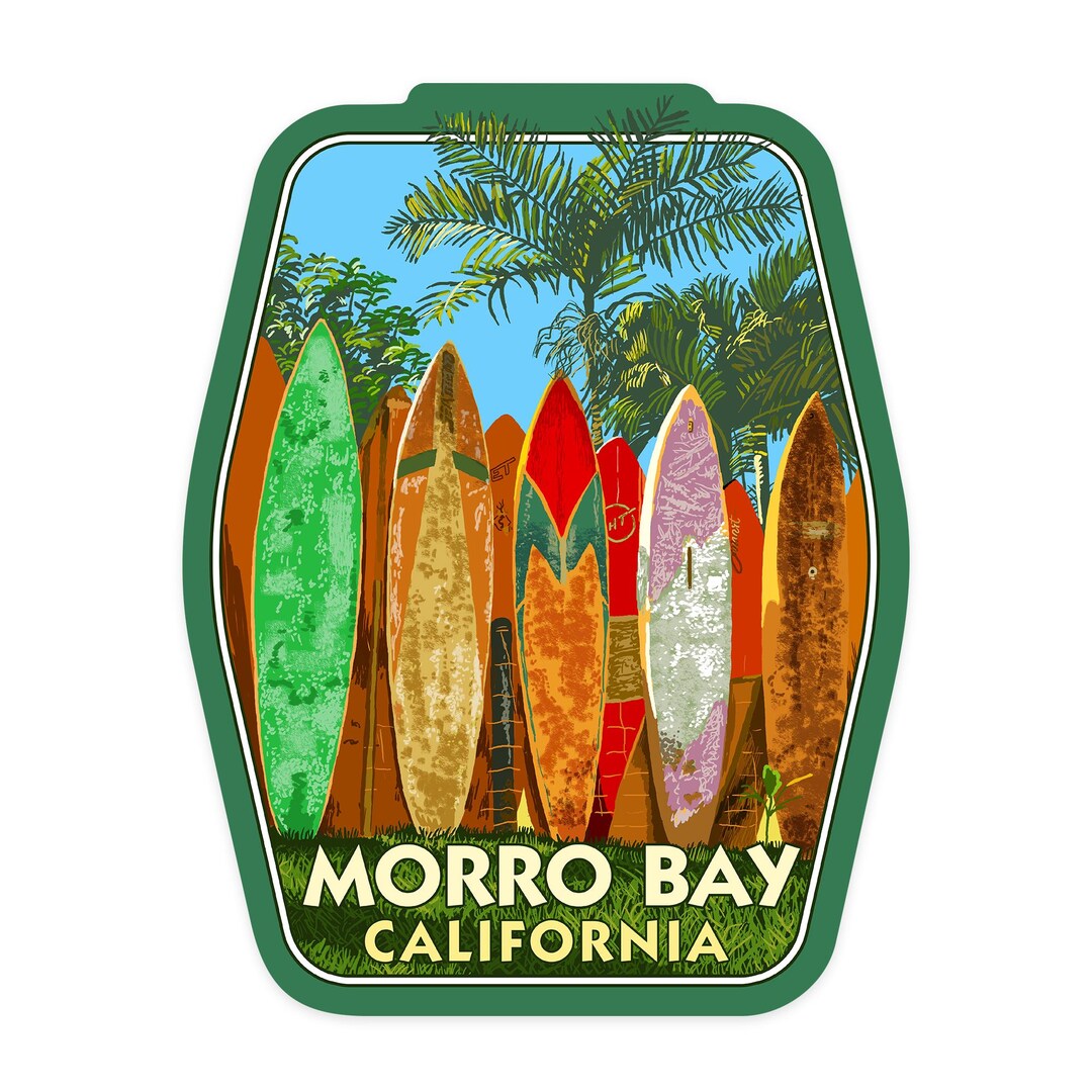 Sticker, Morro Bay, California, Surfboard Fence, , Vinyl Die Cut ...