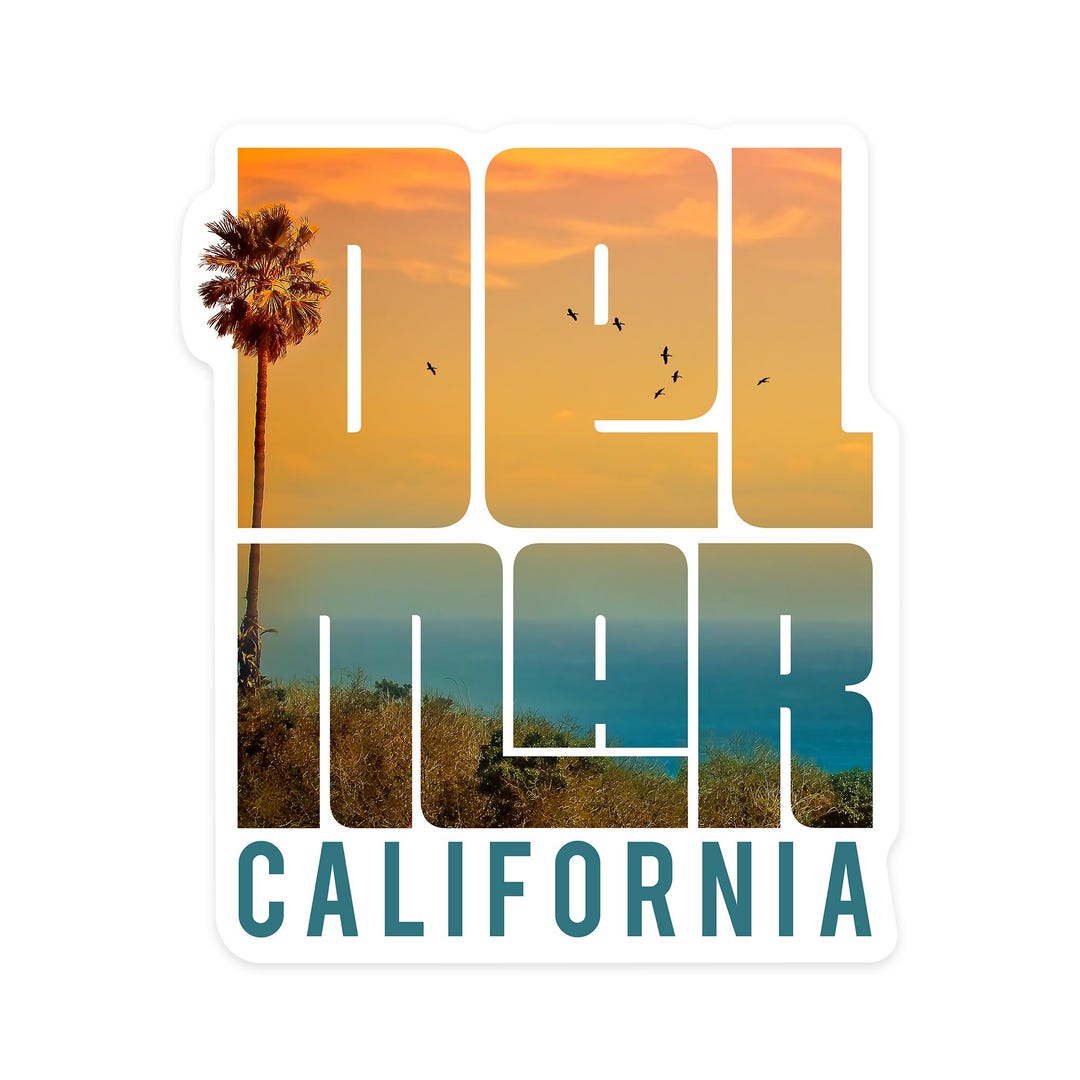 Sticker, Del Mar, California, Sunset and Birds, , Vinyl Die Cut ...
