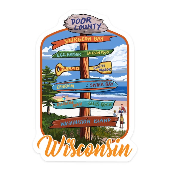 Sticker Door County Wisconsin Sign Destinations Contour | Etsy