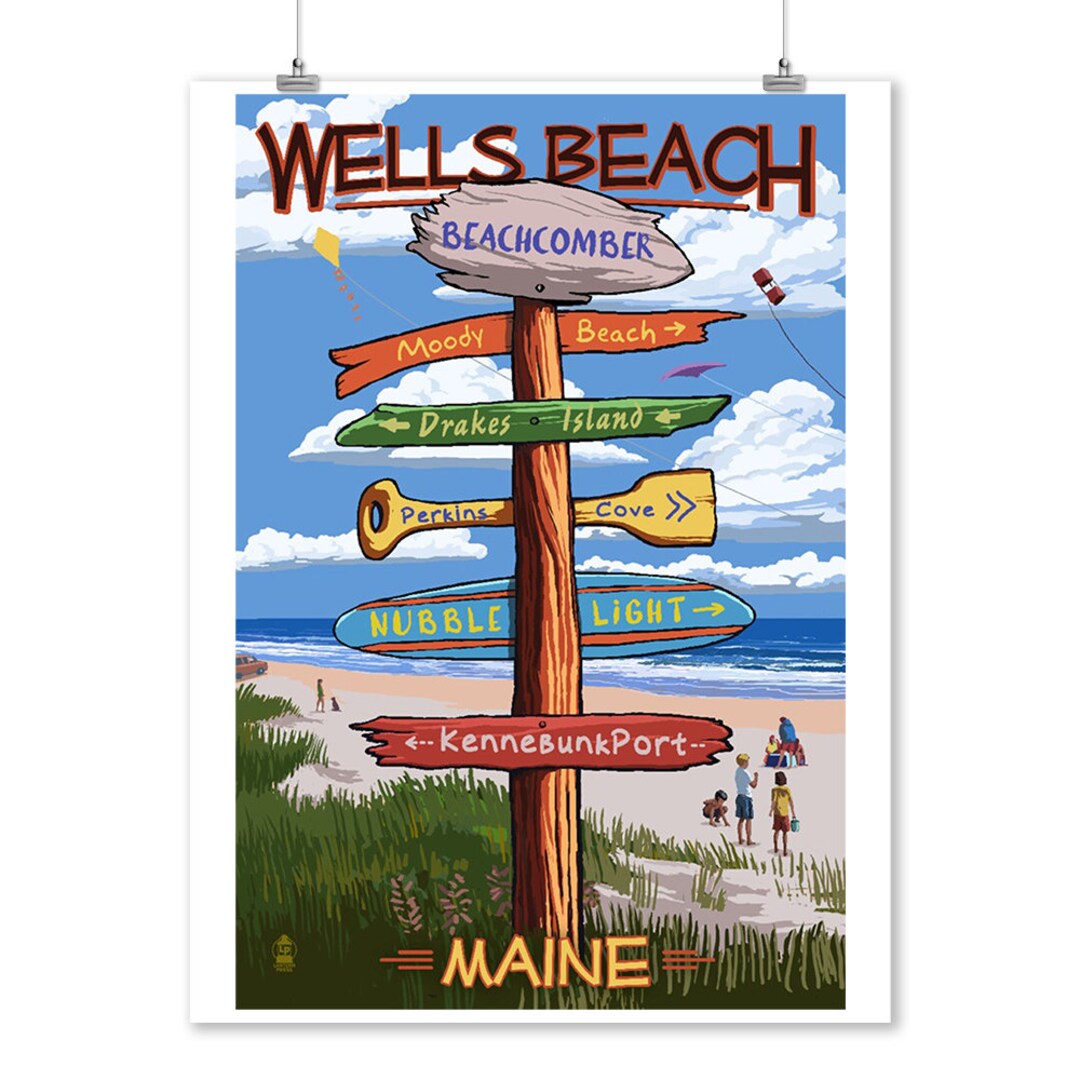 Prints Signs Wells Maine Wells Beach Signpost Unique - Etsy