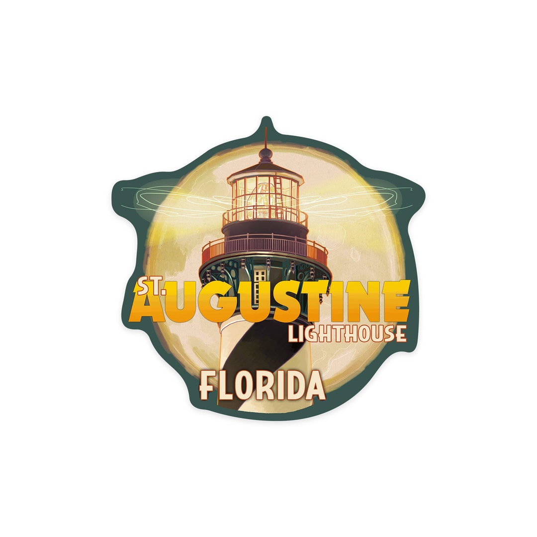 Sticker St. Augustine Florida Lighthouse and Moon Contour - Etsy