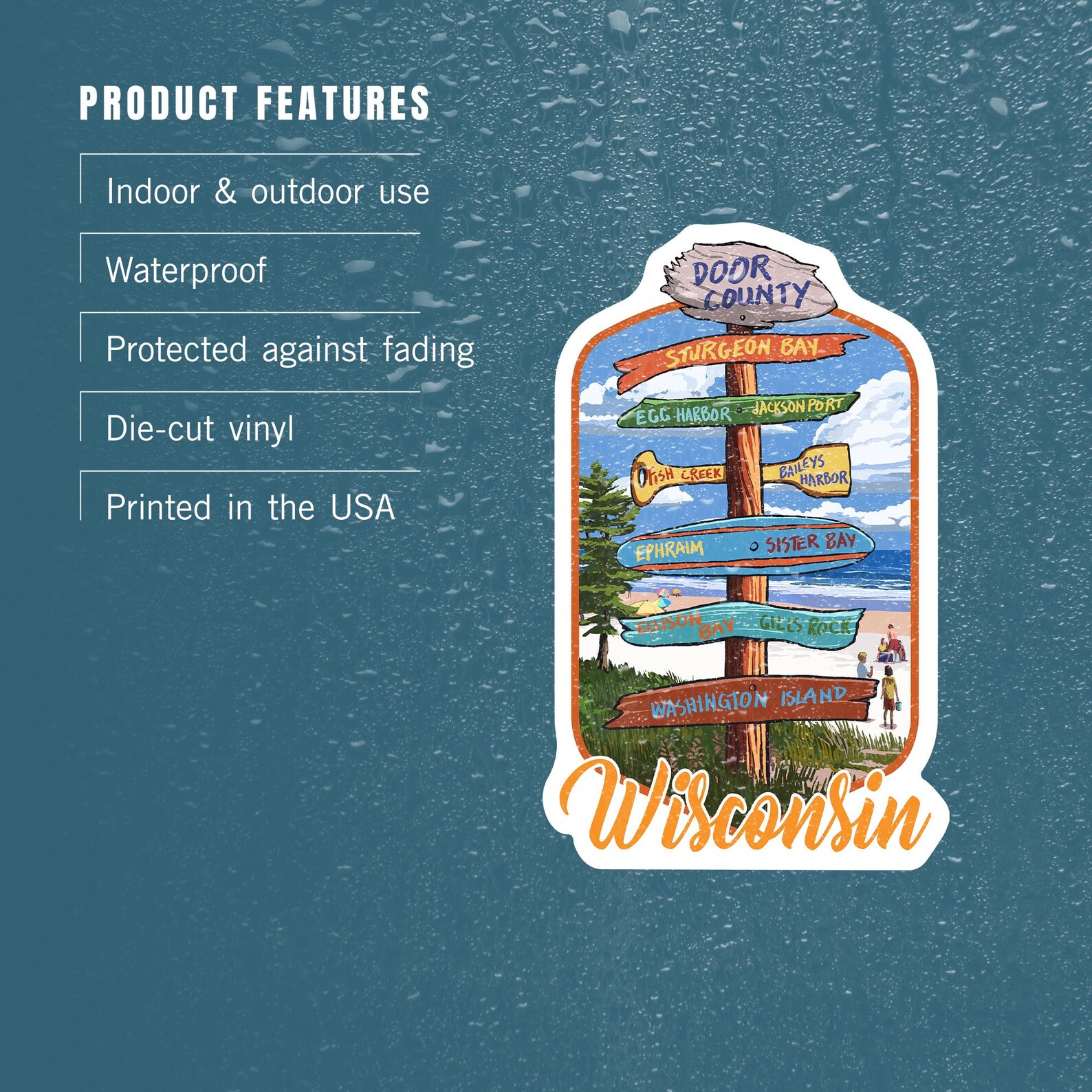 Sticker, Door County, Wisconsin, Sign Destinations, , Vinyl Die Cut ...