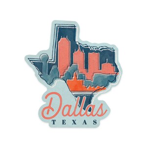 Sticker, Dallas, Texas, Whimsy City Collection, State and Skyline ...