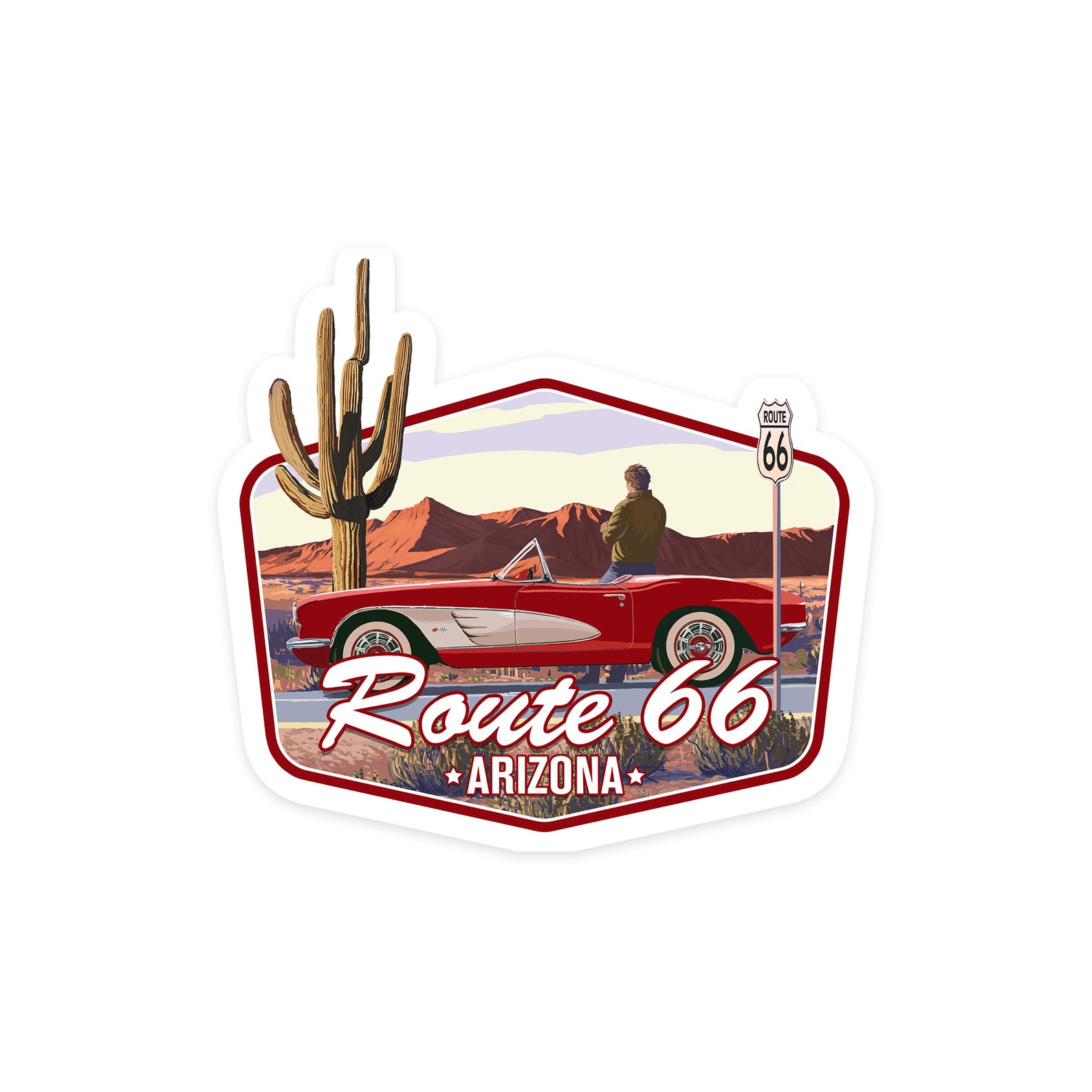 Sticker Arizona Route 66 Classic Car With Red Rocks - Etsy