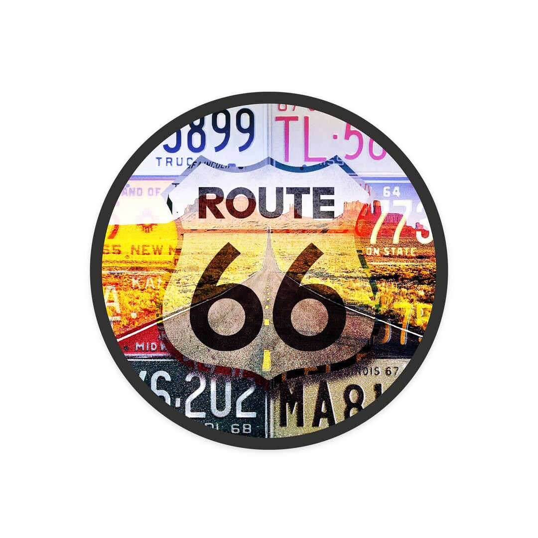 Sticker, Route 66 License Plates, Highway Road, , Vinyl Die Cut ...