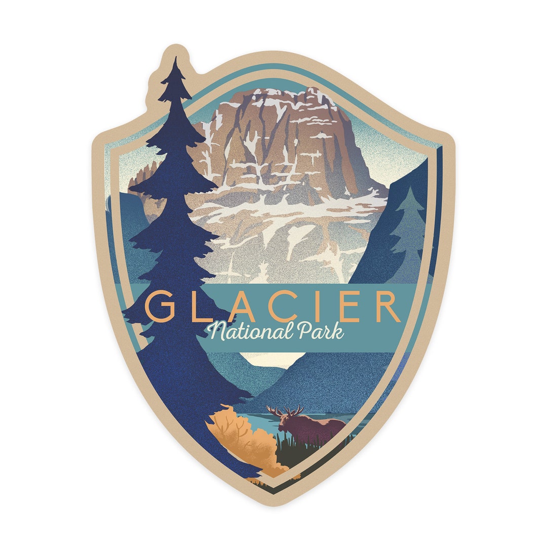 Glacier National Park Vinyl Sticker, Montana Mountain Scene, Waterproof ...