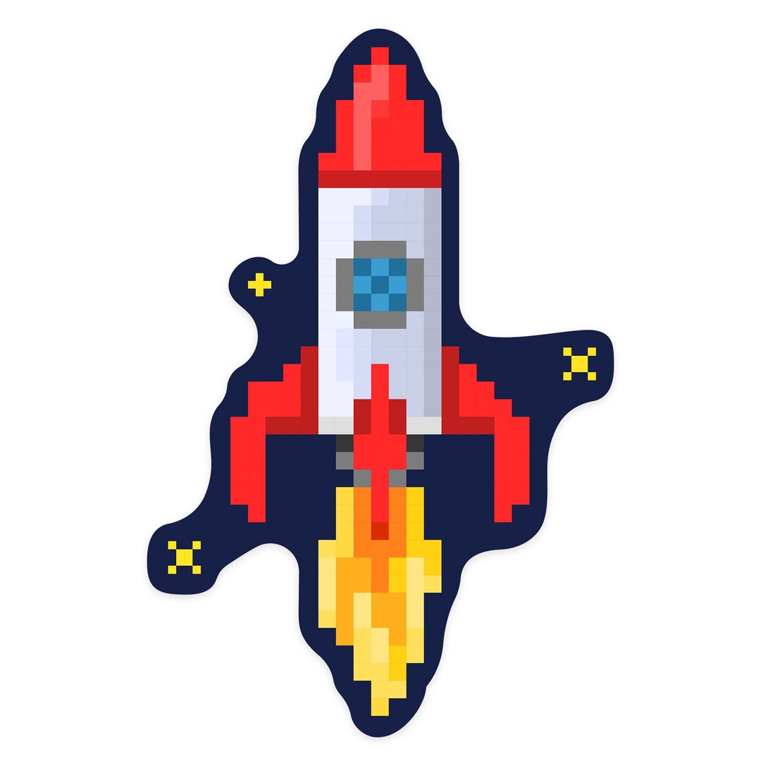 Pixel Rocket 8 Bit 98931 vinyl Die-cut Sticker - Etsy