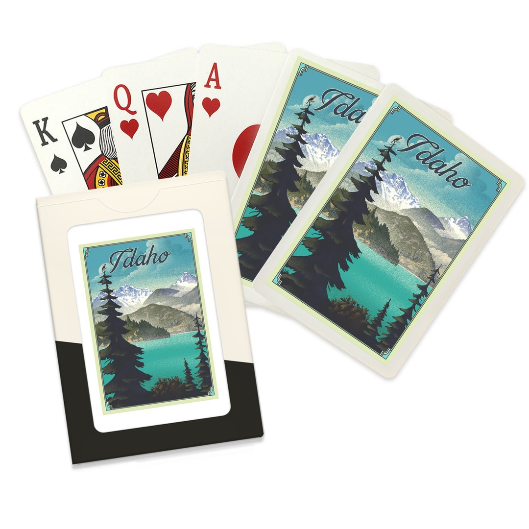 Playing Cards, Idaho, Lake, Lithograph, 52 Card Deck With Jokers in Box ...