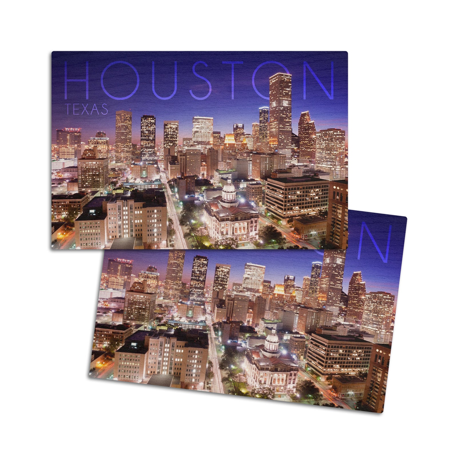 Birch Wood Houston Texas Skyline at Night Sustainable Sign - Etsy