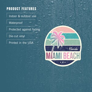 Sticker, Miami, Florida, Beach, , Vinyl Die Cut, Waterproof Outdoor Use ...