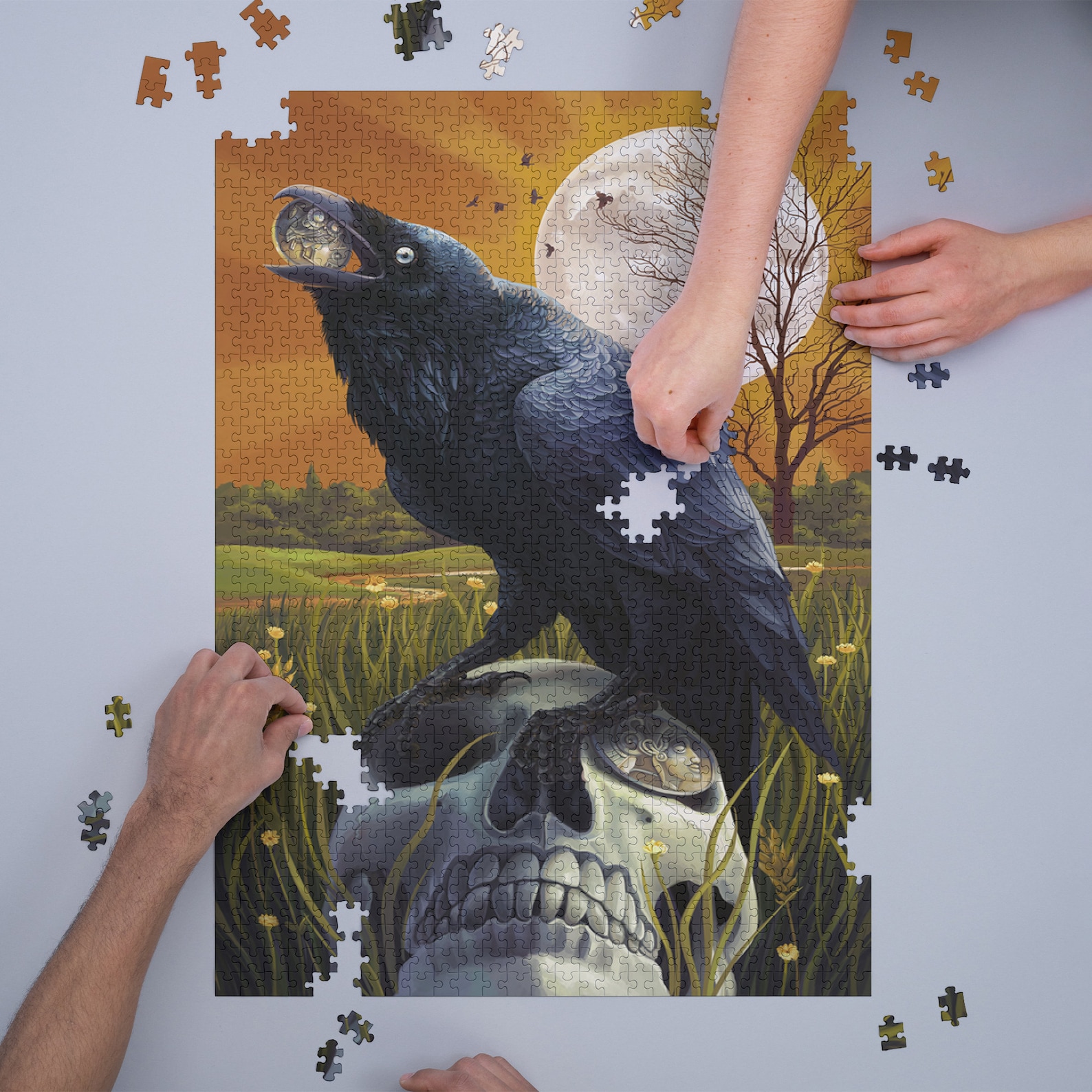 Puzzle Raven and Skull 1000 Pieces Unique Jigsaw Family - Etsy