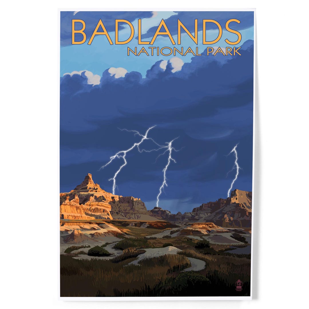 Prints, Badlands National Park, South Dakota, Desert Lightning Storm ...