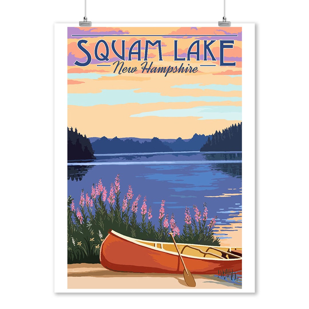 Prints Signs Squam Lake New Hampshire Canoe and Lake - Etsy