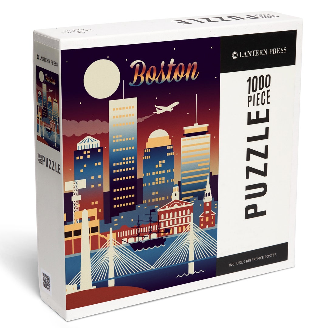 Puzzle, Boston, Massachusetts, Retro Skyline Chromatic Series, 1000 ...