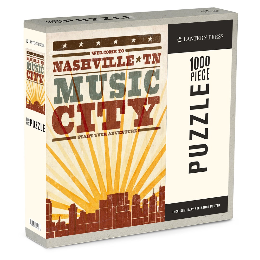 Puzzle Nashville Tennessee Skyline and Sunburst Screenprint - Etsy
