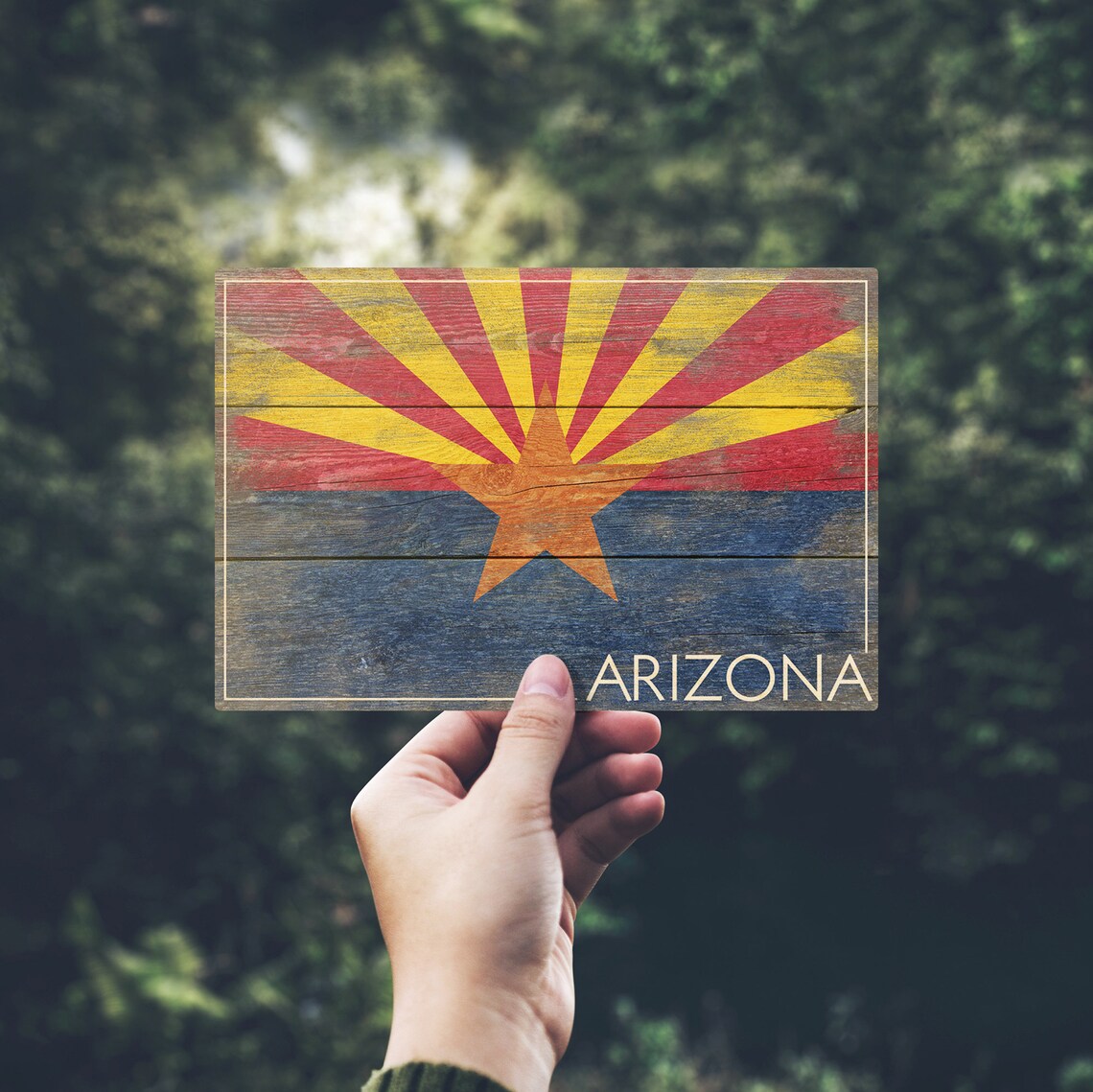 Birch Wood Arizona Rustic State Flag Sustainable Sign or - Etsy