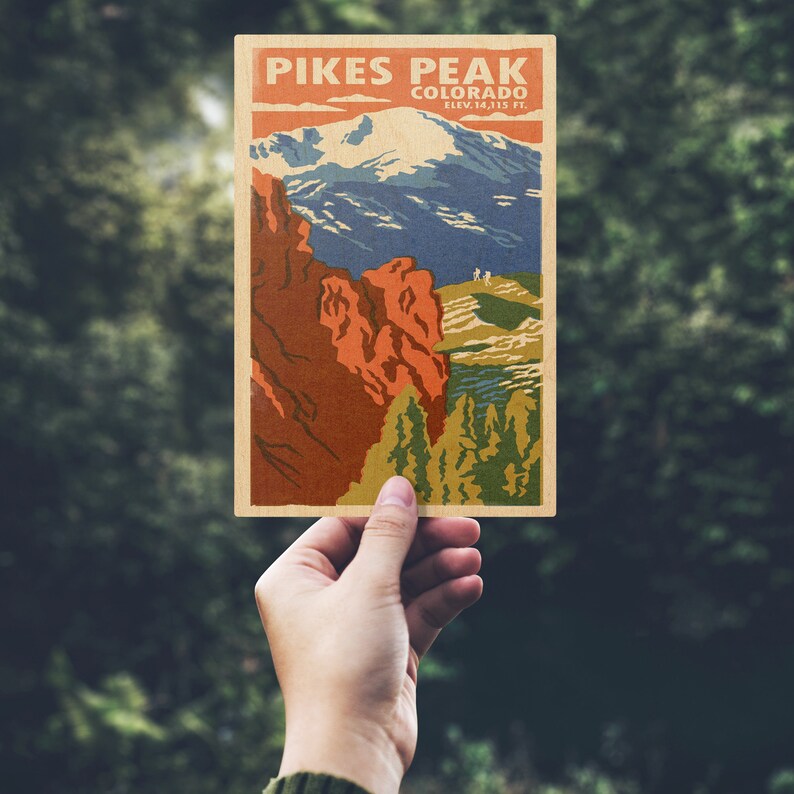 Birch Wood Pikes Peak Colorado Woodblock Sustainable Sign - Etsy