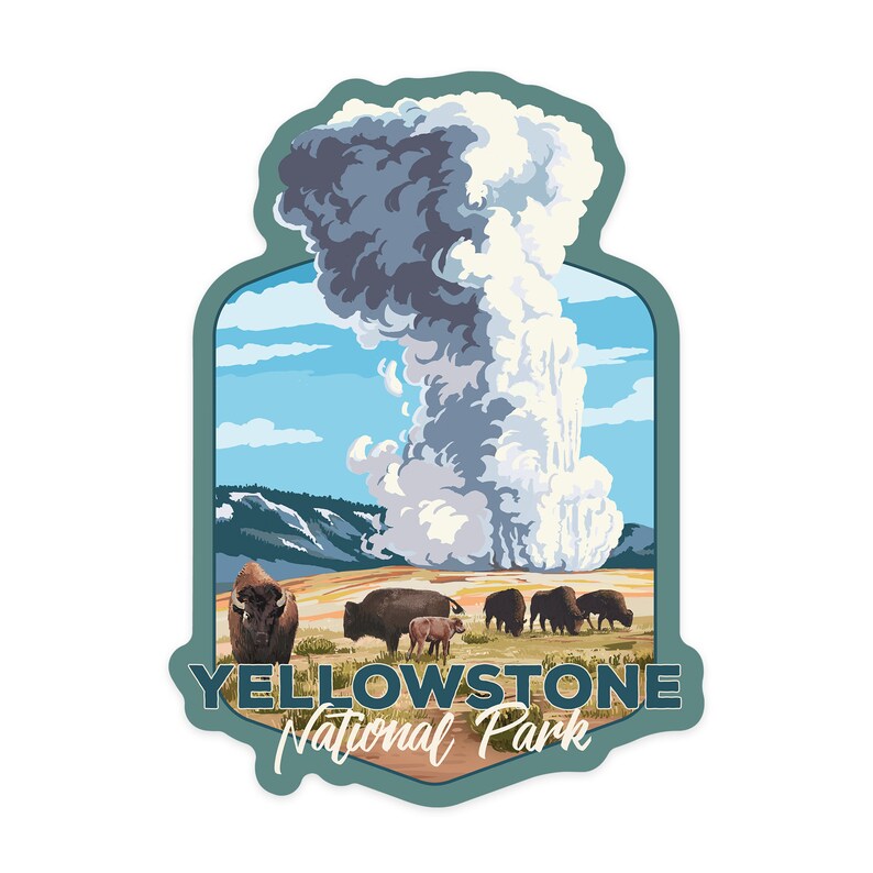 Sticker Yellowstone National Park Wyoming Old Faithful & | Etsy