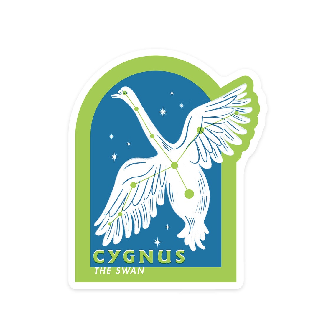Sticker Drawings in the Stars Collection Cygnus The Swan | Etsy