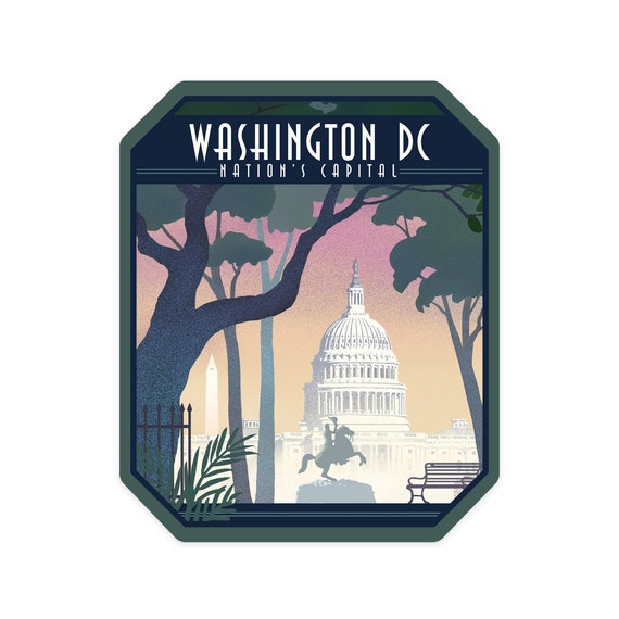 Sticker Washington DC Nation's Capitol Lithograph - Etsy
