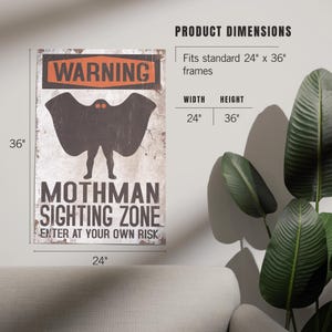Prints, Signs, Mothman, Cryptid, Mothman Sighting Zone, Enter at Your ...