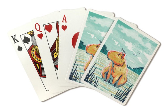 Playing Cards Graphic Pastel Capybara 52 Card Deck With - Etsy