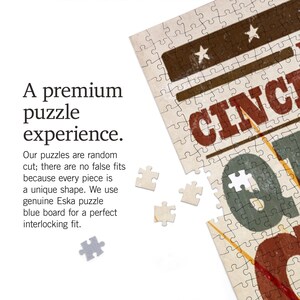 Puzzle, Cincinnati, Ohio, Skyline and Sunburst Screenprint Style, 1000 ...