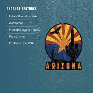 Sticker, Arizona, Cactus and State Flag, Badge, Contour , Vinyl Die Cut ...