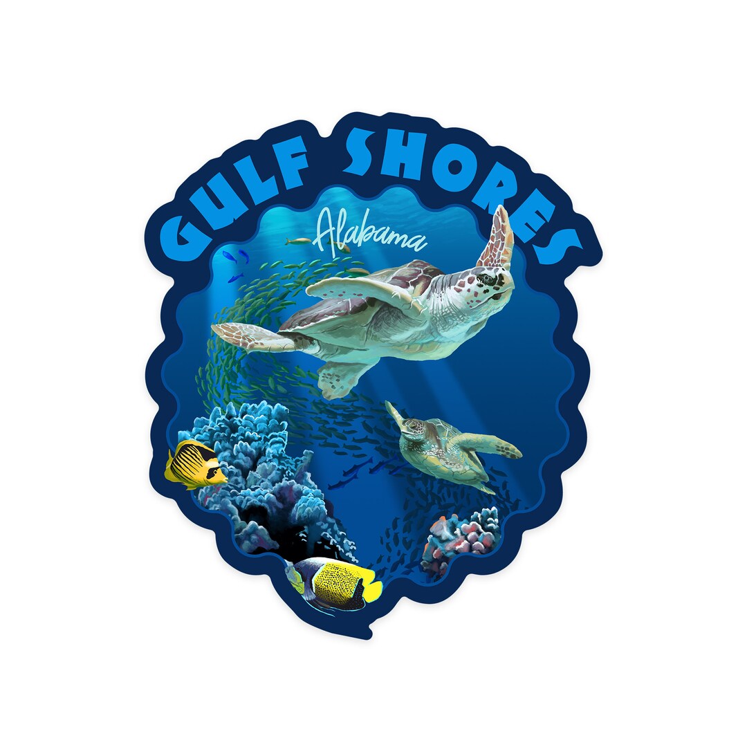 Sticker Gulf Shores Alabama Sea Turtle Swimming Contour - Etsy