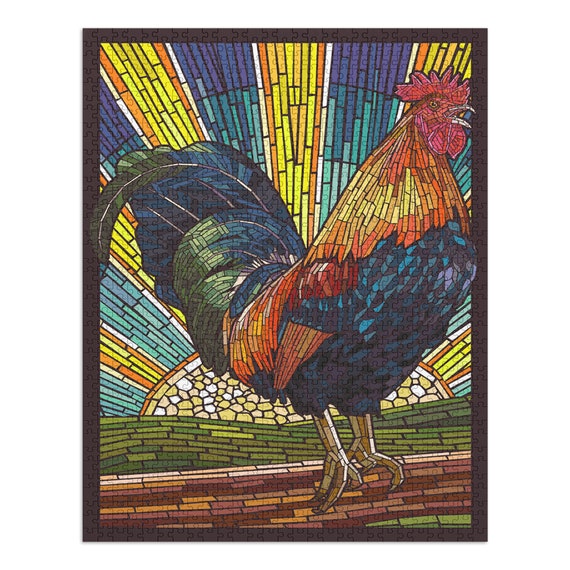 Puzzle Rooster Paper Mosaic 1000 Pieces Unique Jigsaw - Etsy