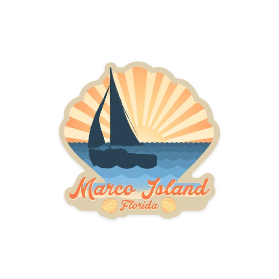 Sticker Marco Island Florida Beach Scene With Rays and - Etsy